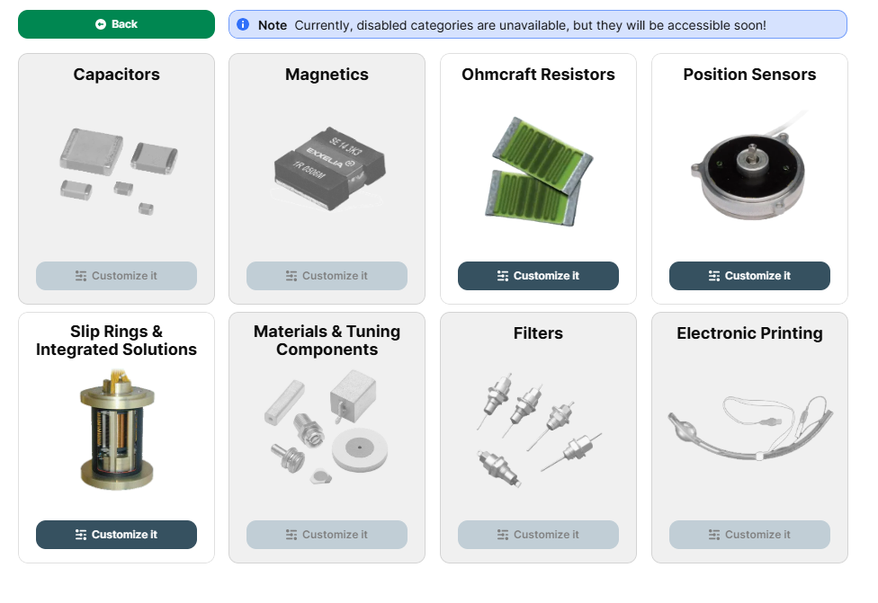 Exxelia Custom Product Configurator - GOCEPT.IO